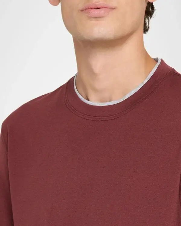 Brunello Cucinelli Apos;s Cotton Crewneck Tipped T-shirt - Cgl17 Lava