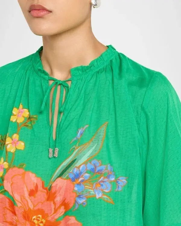 Johnny Was Breezy Floral-print Blouse