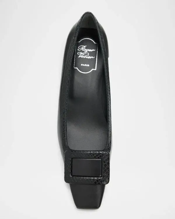 ROGER VIVIER 45mm Belle Vivier Embossed Leather Pumps