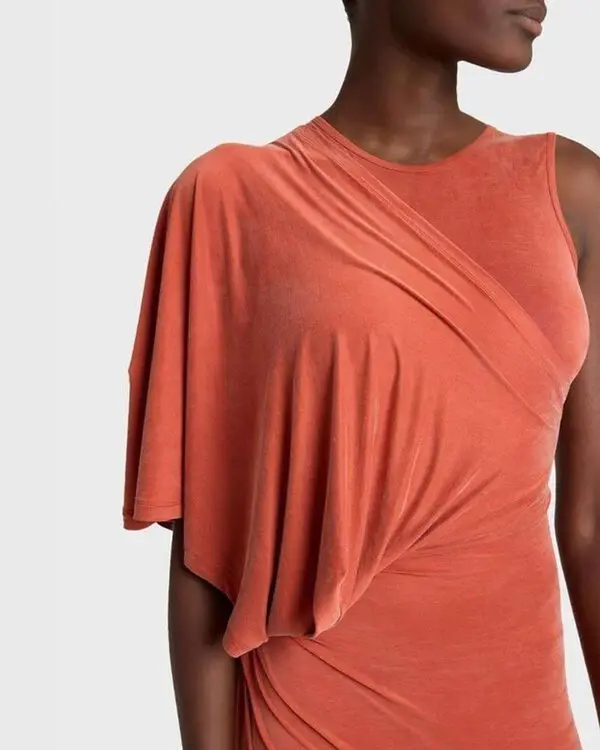Balmain Asymmetric Draped Shoulder Gown