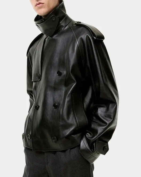 Burberry Apos;s Leadenham Double-breasted Leather Jacket