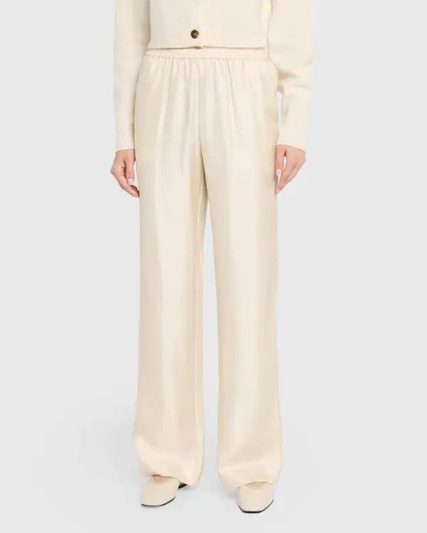 Loulou De Saison Alera Silk Straight-leg Pull-on Pants - Ivory
