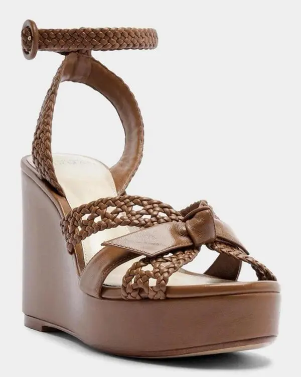 ALEXANDRE BIRMAN Suelita 100mm Woven Raffia Platform Wedges