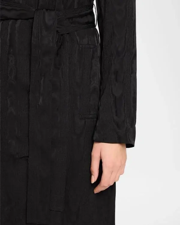 Dries Van Noten Rolana Double-breasted Moire Satin Belted Trench Coat