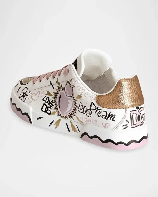 Dolce & Gabbana Portofino Doodle Leather Low-top Sneakers