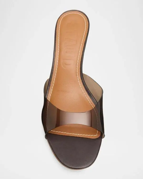 Staud Brigitte Leather Wedge Sandals - Espresso