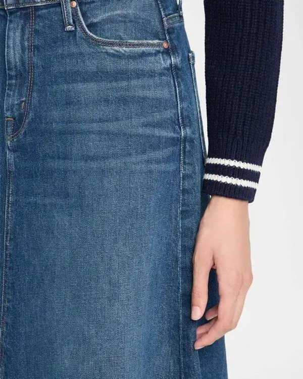 MOTHER The Circle Frayed Denim Midi Skirt - Buckaroo