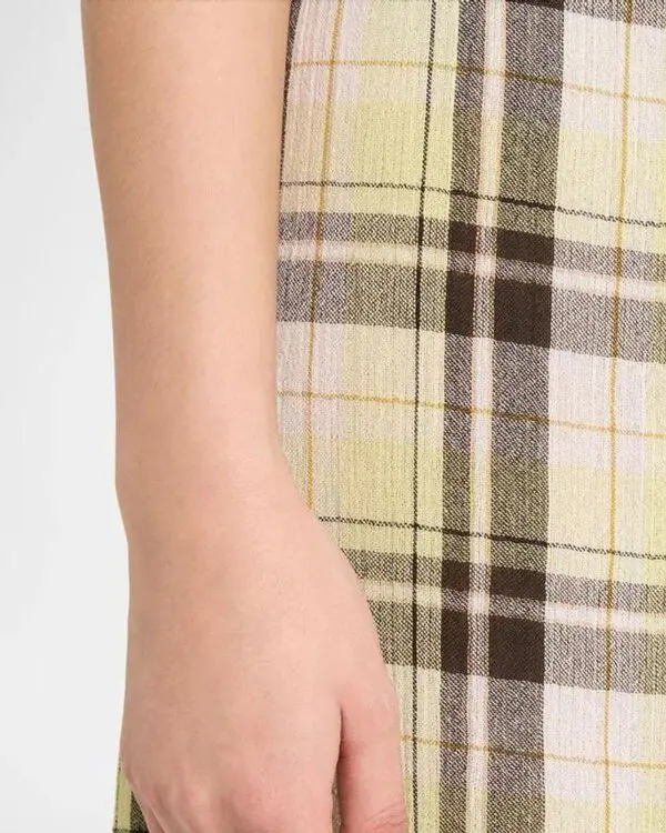 Proenza Schouler White Label Evelyn Plaid Gauze Sleeveless Midi Dress - Straw Mult