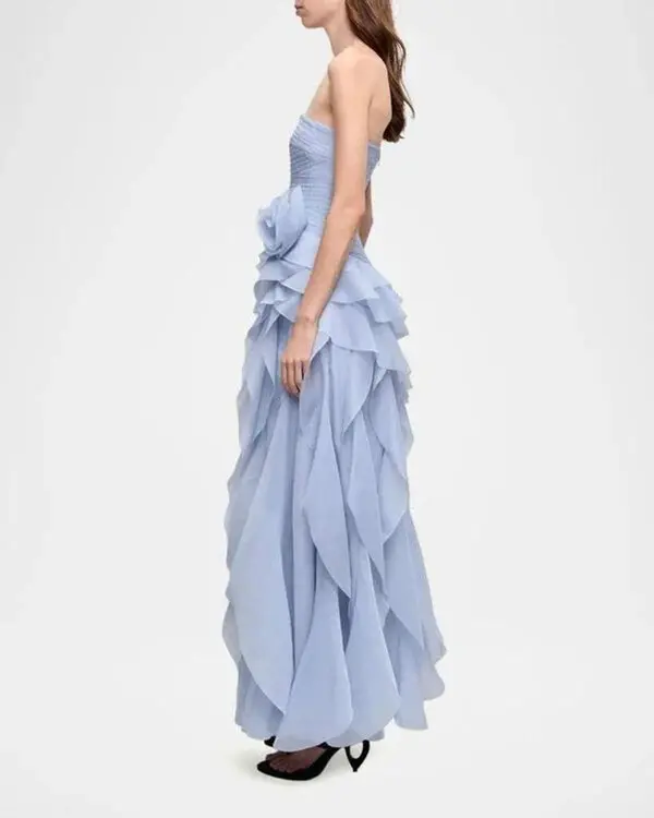 Aje Canyon Strapless Tiered Ruffle Gown
