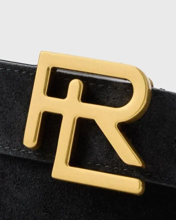 Ralph Lauren Purple Label Apos;s Rl-buckle Calf-suede Belt - Black