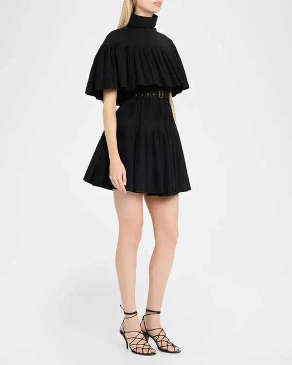 Ulla Johnson Lucille Pleated Wool Cape Dress