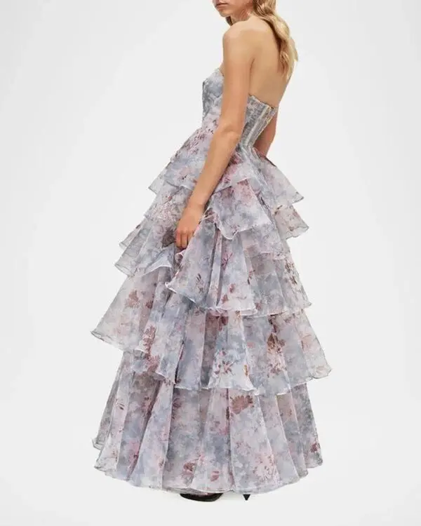Aje Gabriella Strapless Tiered Ruffle Gown