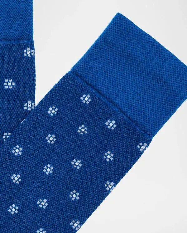 Marcoliani Apos;s Micro-floral Crew Socks - Lapis Blue