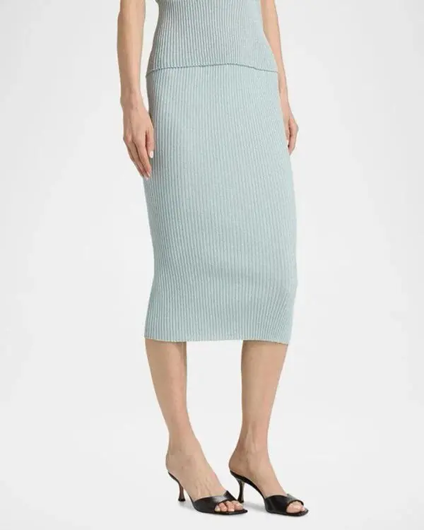 LESET Blake Rib-knit Pencil Midi Skirt - Mirage