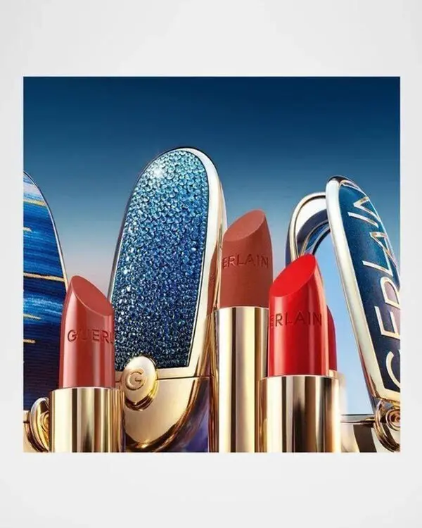 GUERLAIN Limited Edition L & Apos;heure Bleue Rouge G Customizable Lipstick Case, Bleu Reverie - Metallic
