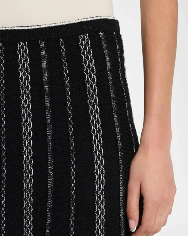 Proenza Schouler White Label Morena Textured Knit Midi Skirt - Black/whit