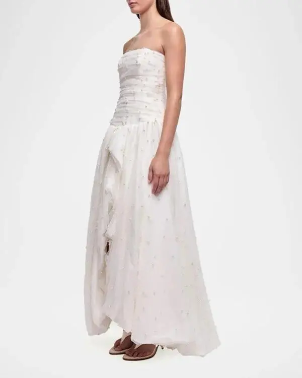 Aje Juniper Strapless Tulle Overlay Gown