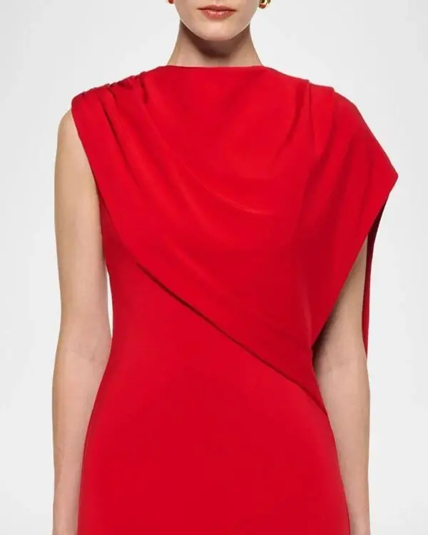 Roland Mouret Asymmetric Draped Cape Jersey Gown