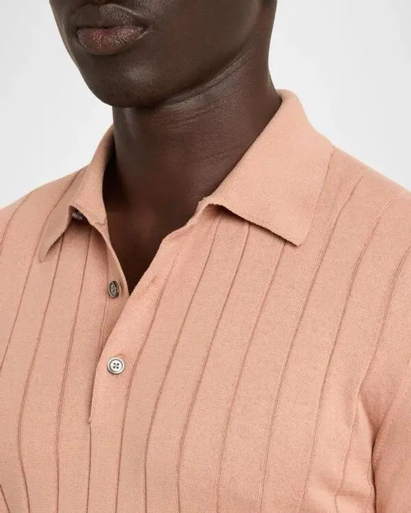 Kiton Apos;s Wide Rib Sea Island Cotton Polo Sweater