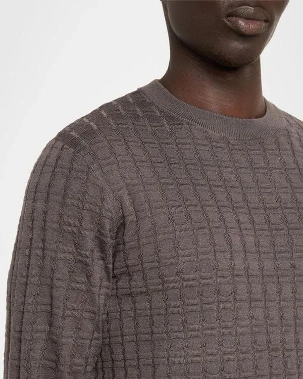 Emporio Armani Apos;s Grid Jacquard Crewneck Sweater