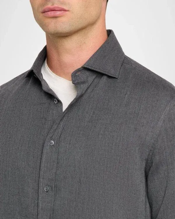 Brunello Cucinelli Apos;s Cotton And Cashmere Diagonal Flannel Button-down Shirt