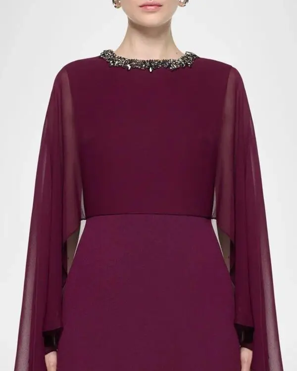 Roland Mouret Embellished Cape Column Gown