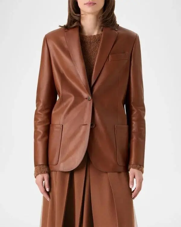 Akris Kora Nappa Leather Single-breasted Jacket