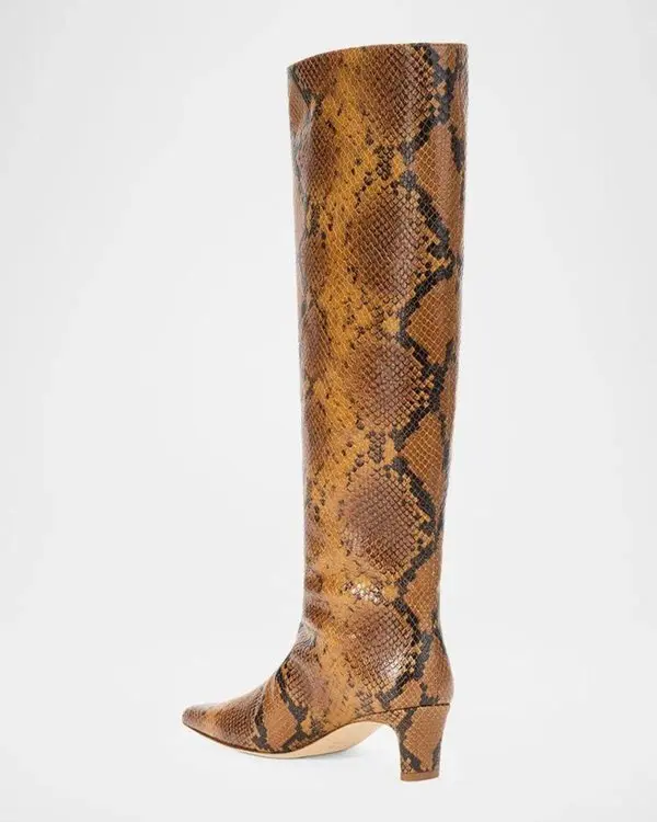 Staud Wally Snake-embossed Leather Knee-high Boots