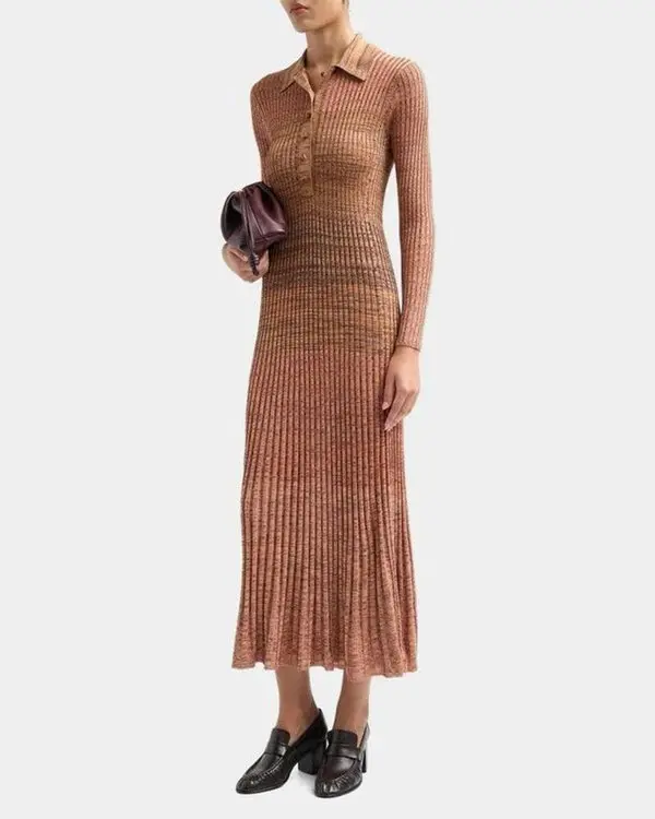 Zimmermann Mouline Rib-knit Polo Midi Dress