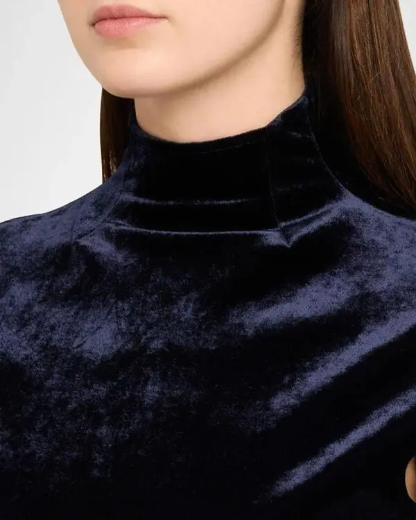 Alaïa Mock-neck Velvet Fit-and-flare Mini Dress - Blue