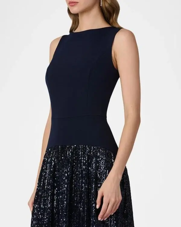 Shoshanna Dorothy Sleeveless Sequin Crepe Maxi Dress