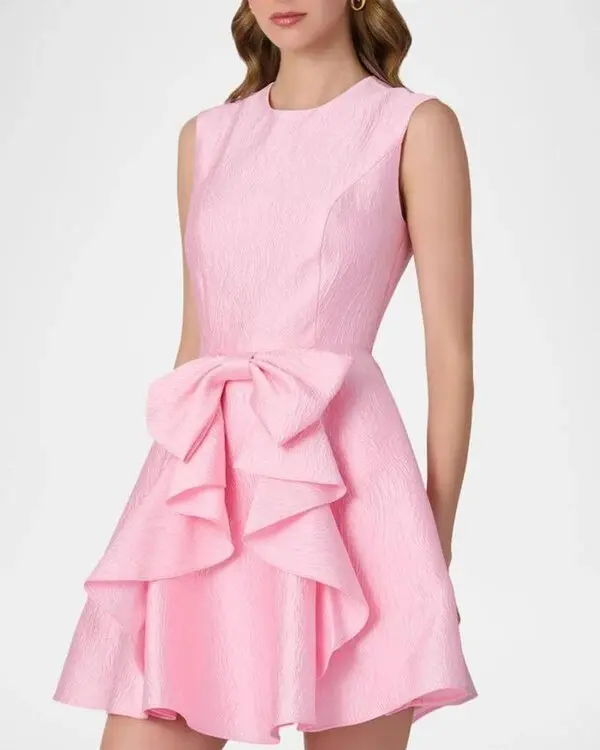 Shoshanna Gabby Bow-embellished Jacquard Mini Dress