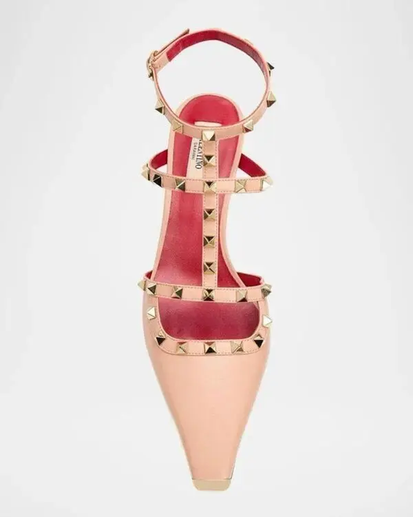 Valentino Garavani 40mm Rockstud Leather Ankle-strap Pumps - Phard
