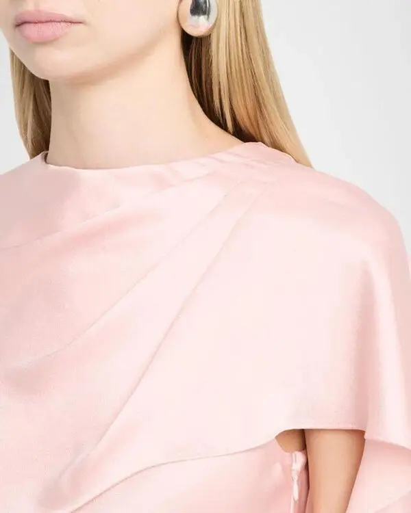 Simkhai Izel Satin Cape Dress - Bubblegum