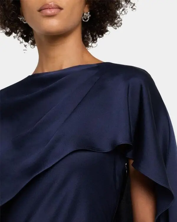 Simkhai Izel Satin Cape Dress - Midnight