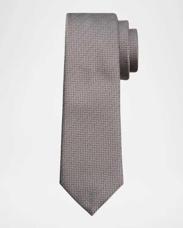 Emporio Armani Apos;s Chevron Jacquard Silk Tie