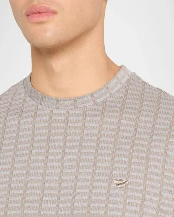 Emporio Armani Apos;s Micro-rectangle Jacquard Crewneck T-shirt