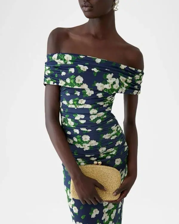 Carolina Herrera Off-the-shoulder Floral Jersey Maxi Dress - Midnight Multi