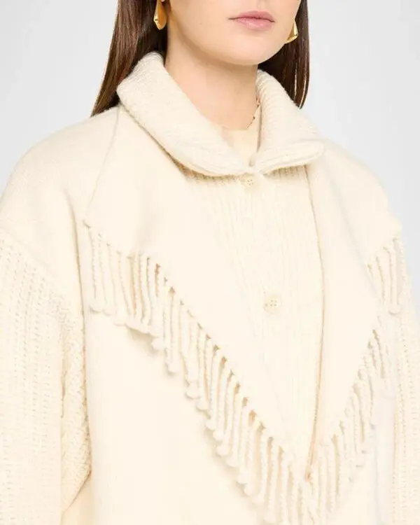 FRAME The Fringe Wool Coat - Ecru