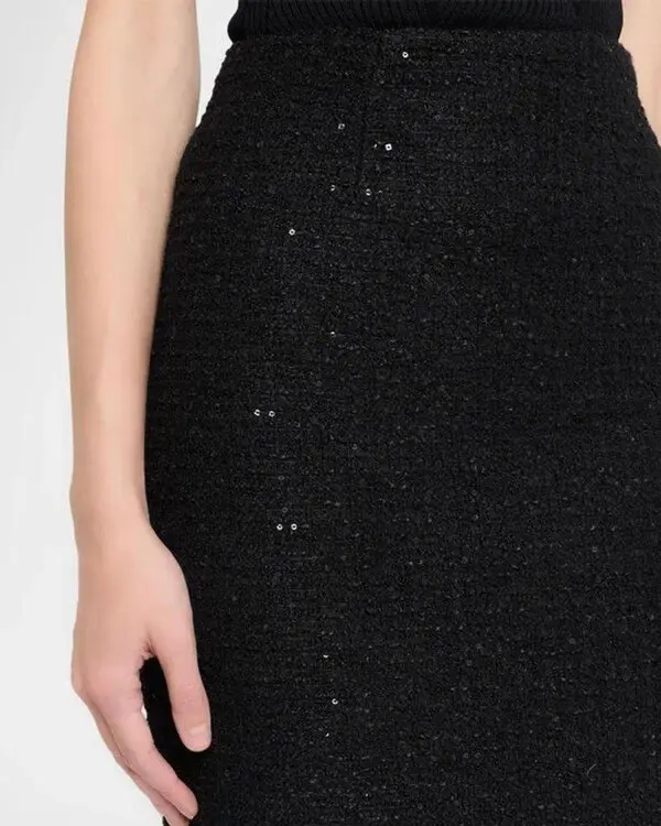 Roland Mouret Sequin Boucle Midi Pencil Skirt - Black