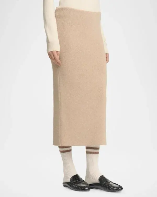 Malo Cashmere Rib Midi Skirt