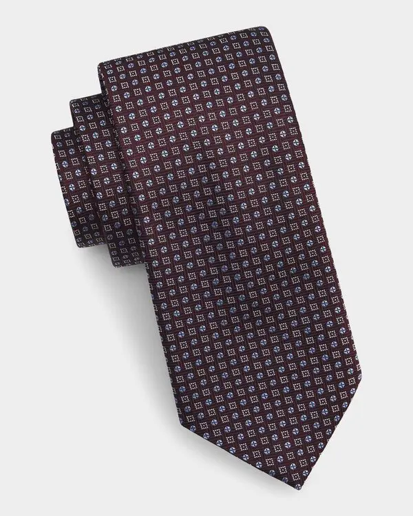Canali Apos;s Geometric Woven Silk Tie
