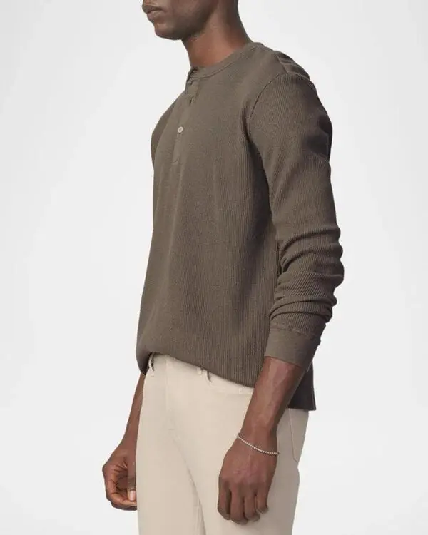 JOE & APOS;S JEANS Apos;s Waffle-knit Cotton Long-sleeve Henley - Tea Leaf