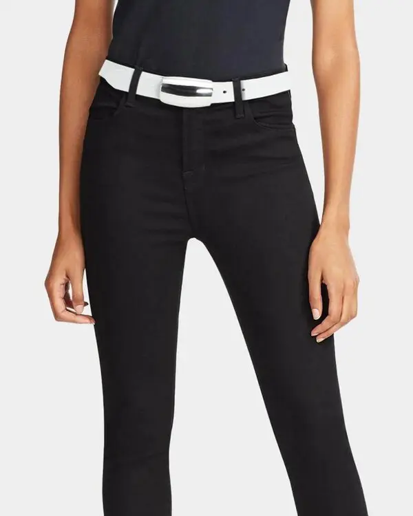 L & APOS;AGENCE Milou Croc-embossed Leather Belt
