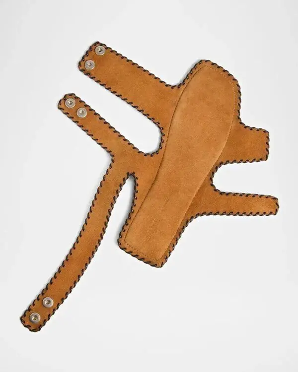 Khaite Boden Whipstitch Suede Sandals - Caramel