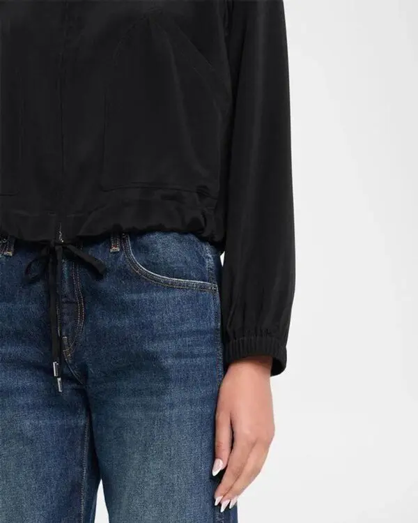 Lafayette 148 New York Turtleneck Stretch Georgette Bomber Jacket