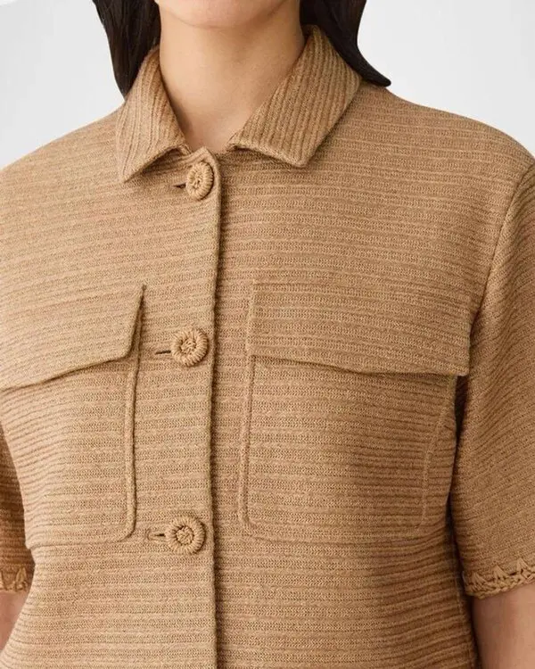 Lafayette 148 New York Raffia-effect Boxy Cropped Jacket