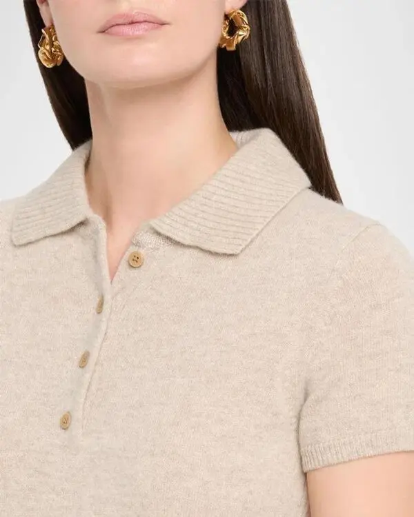Simkhai Twila Short-sleeve Cashmere Polo Sweater