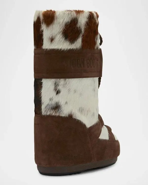 Moon Boot Icon Archive 1985 Animal-print Calf Hair &amp; Suede Boots - White/coco