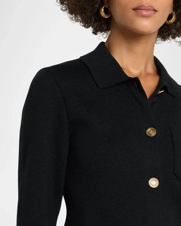 Saint Laurent Wool Button-front Polo Cardigan